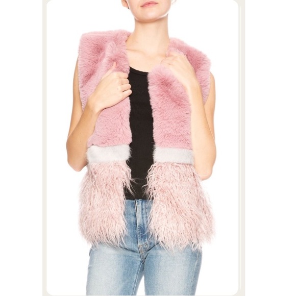Apparis | Jackets & Coats | Apparis Kate Mauve Pink Shag Faux Fur Vest ...